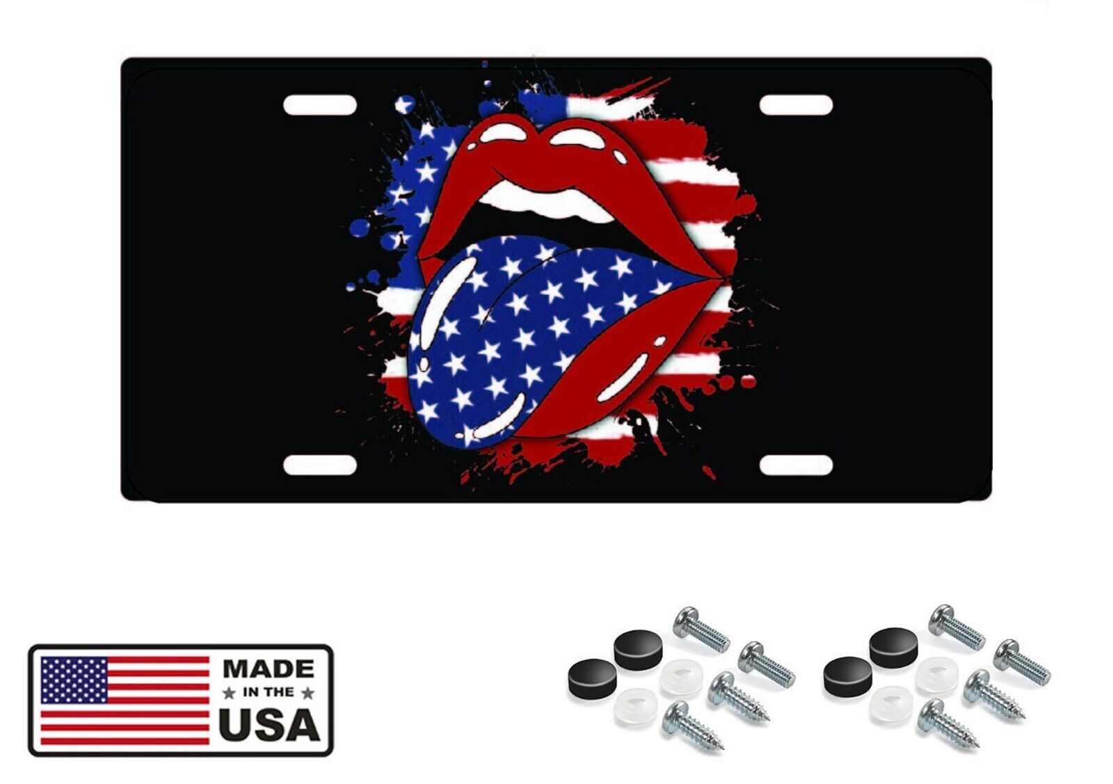Patriotic Lips and Tongue License Plate - Rock and Roll vintage car ...