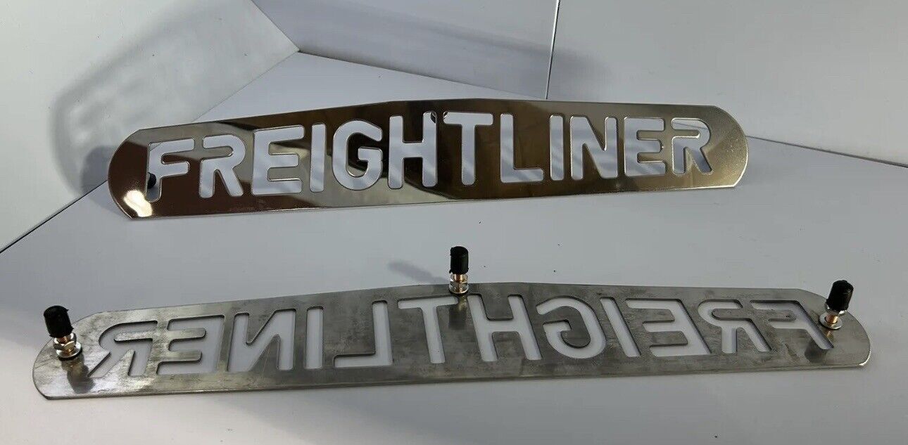Pair Freightliner Semi Truck 24" x 4" Stainless Steel Mud Flap Weights ...
