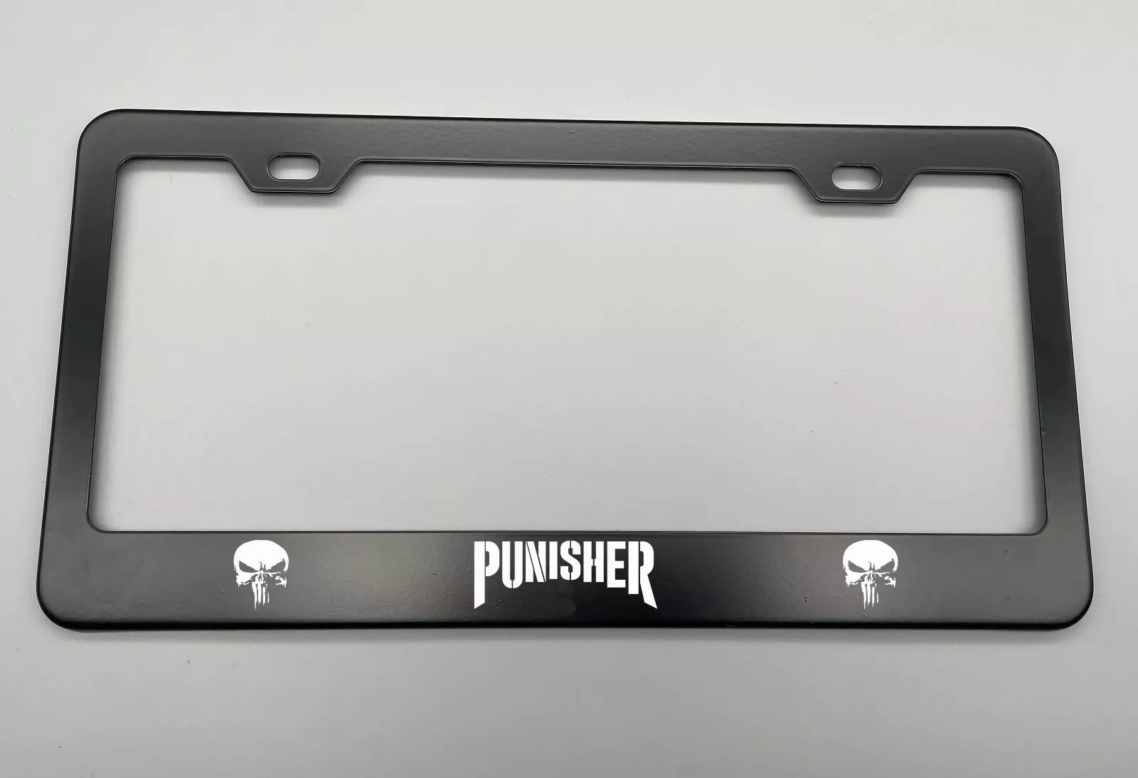 Laser Engraved Punisher logo Black License Plate Frame Stainless Steel ...