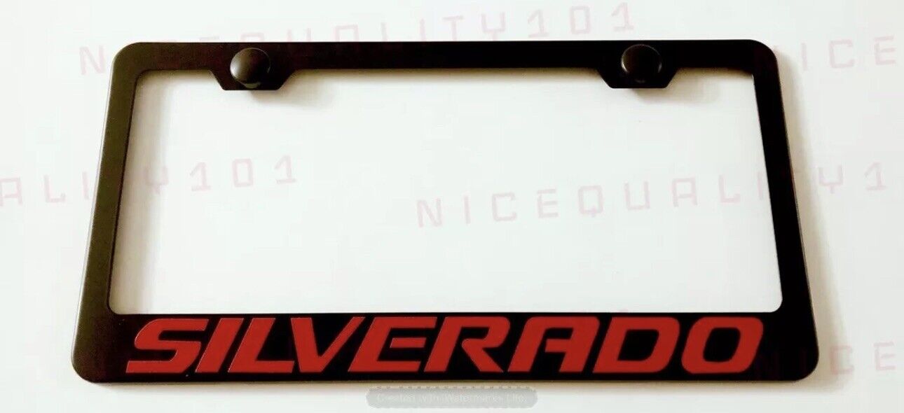 Silverado Stainless Steel Black Finished License Plate Frame Holder