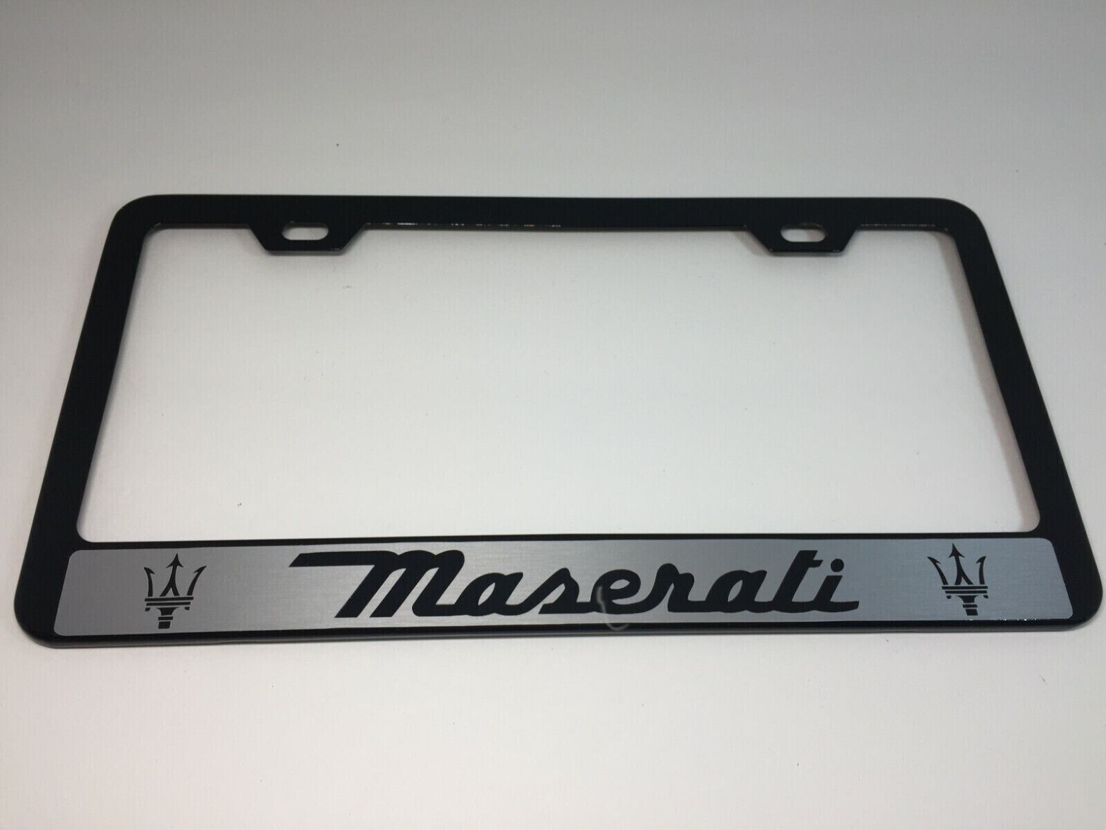 Maserati Halo Style Black Powder Coated Stainless Steel License Plate Frame