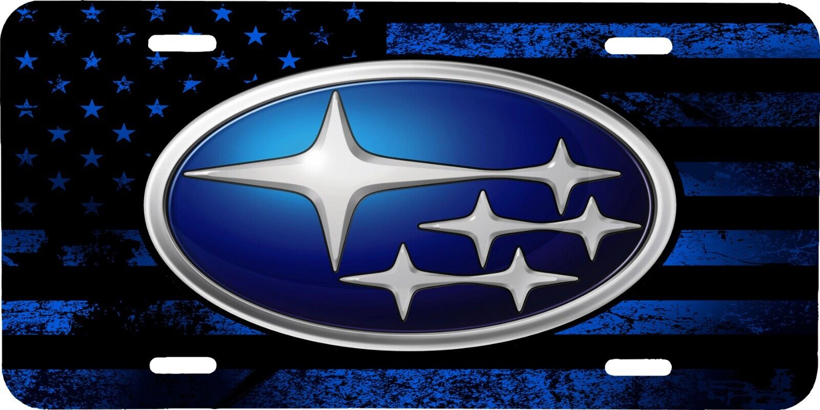 SUBARU LOGO BLUE USA FLAG VEHICLE LICENSE PLATE AUTO CAR FRONT TAG .04 ...