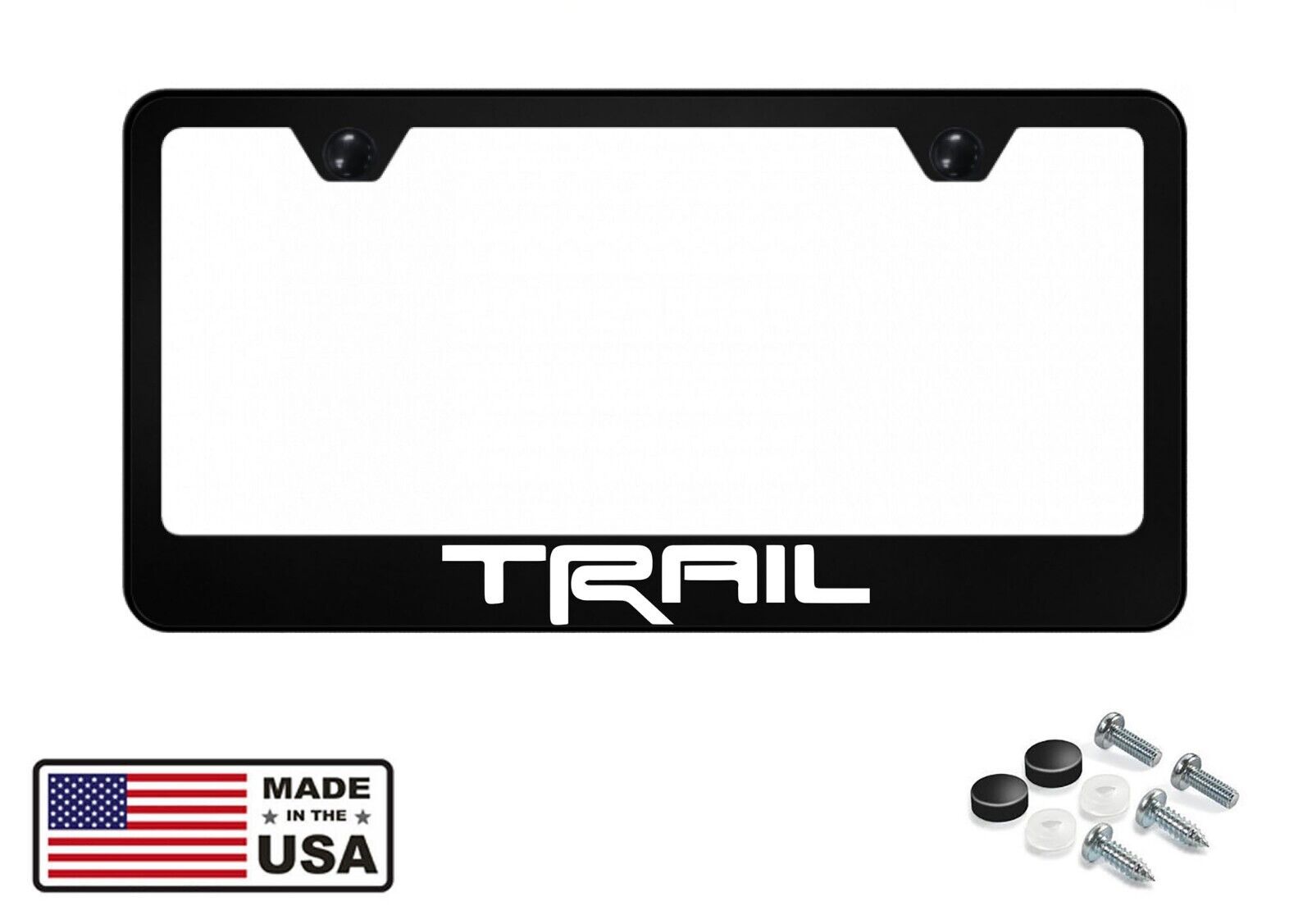 Toyota TRD Styled Trail Stainless Steel License Plate Frame - White