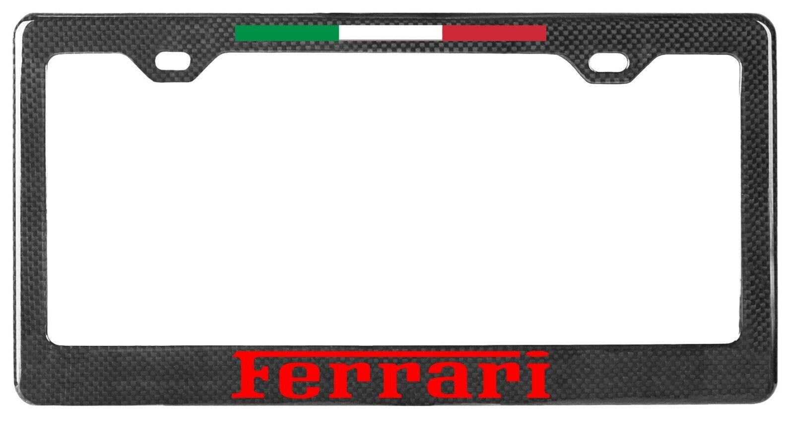 Ferrari Red Text Only and Italy Stripe 2 Hole Carbon Fiber License ...