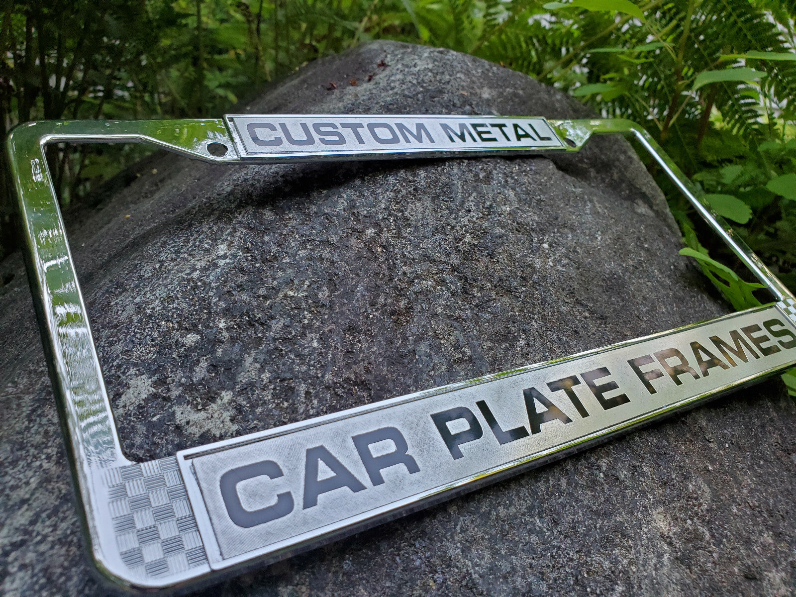 METAL POLISHED CHROME PERSONALIZED License Plate Frame FONT CHOICE