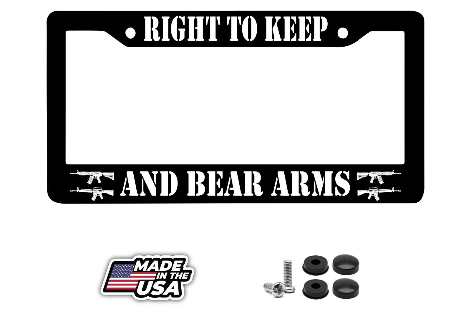 Right to keep and Bear Arms Black License Plate Car Frame 2nd Amendment ...