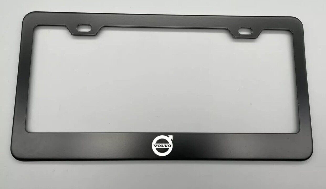Laser Engraved Volvo logo Black License Plate Frame Stainless Steel fit