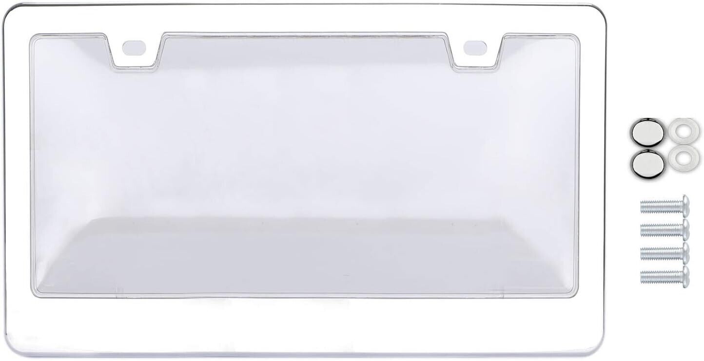 Clear 2 Holes Combo Chrome License Plate Cover Patent Design Fits All ...