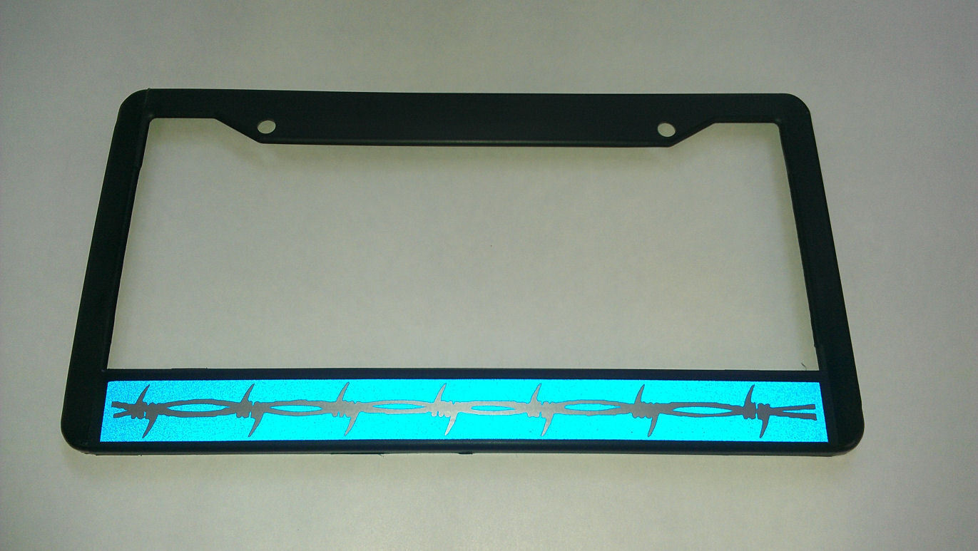 BARBED WIRE Thin Blue Line License Plate Frame REFLECTIVE Correctional ...