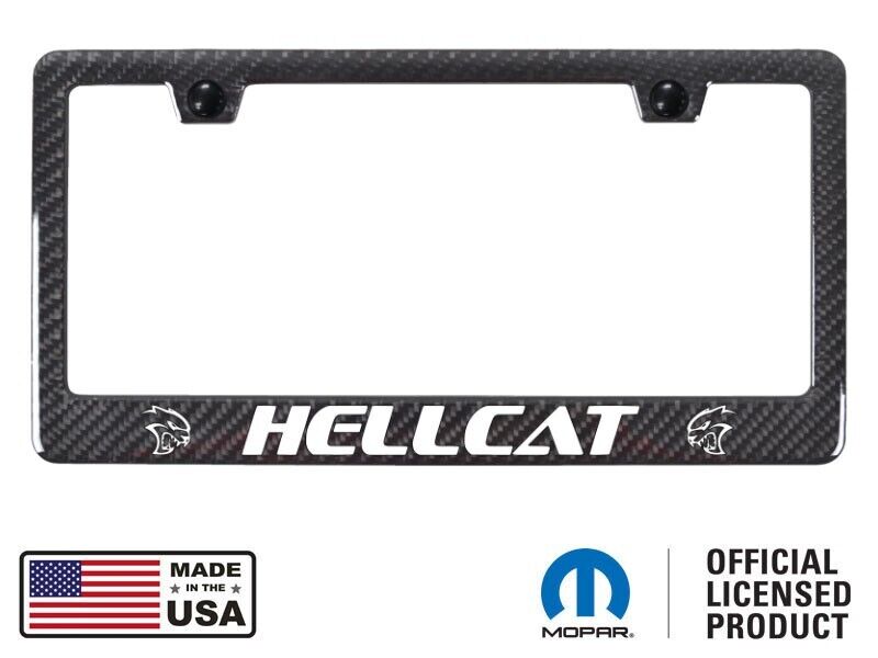 Dodge Hellcat Real Carbon Fiber ABS Back License Plate Frame - White