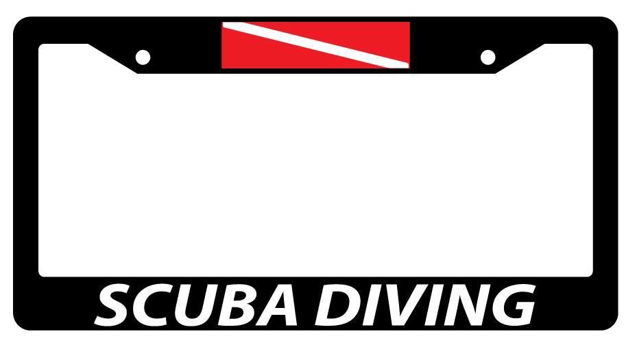 Black License Plate Frame SCUBA DIVING w/FLAG LOGO Auto Accessory Mod ...