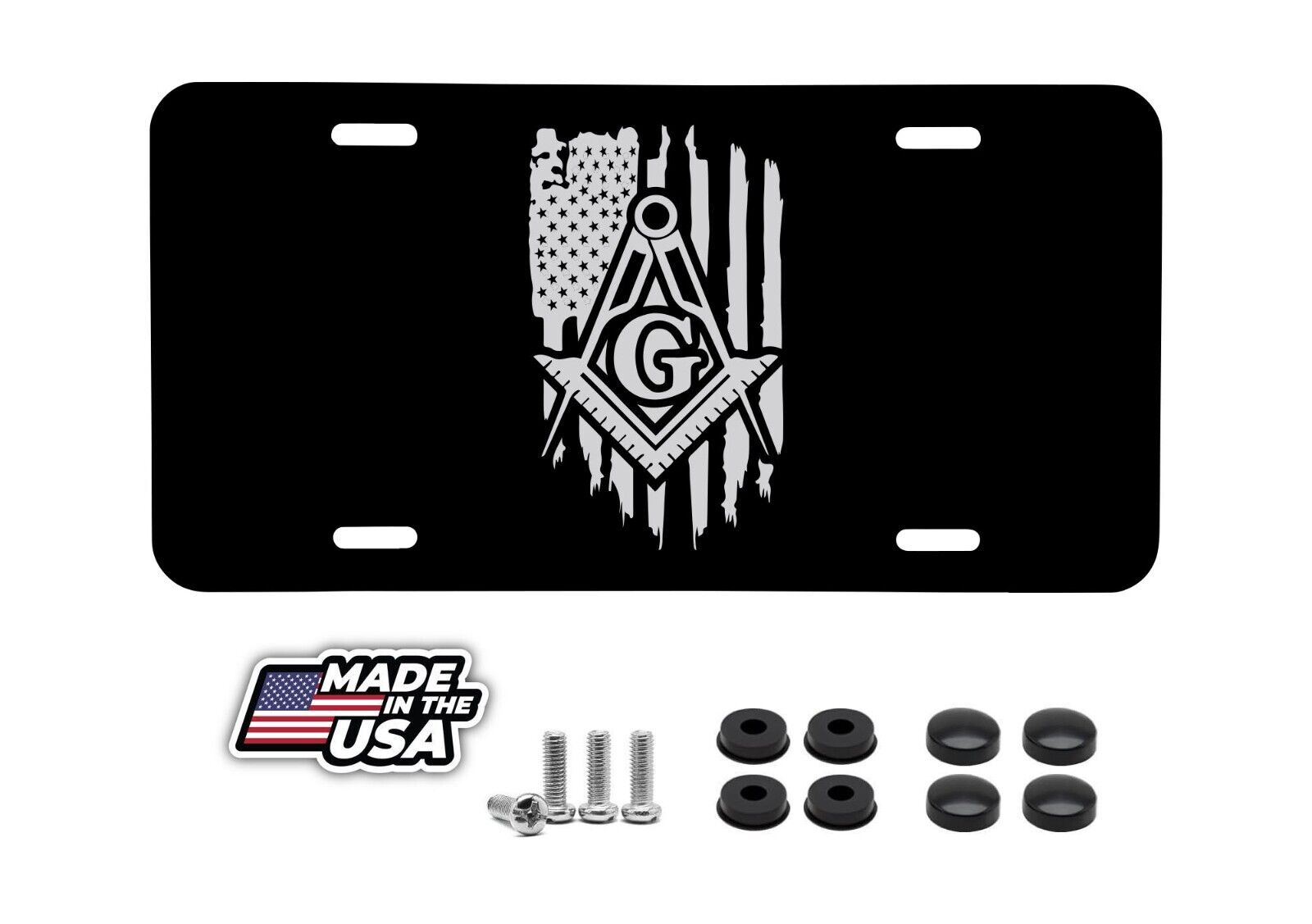 Freemason Mason Masonic USA Grunge Tattered Flag Laser Engraved License ...