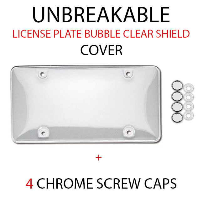 UNBREAKABLE CLEAR BUBBLE LICENSE PLATE TAG HOLDER FRAME BUMPER SHIELD ...