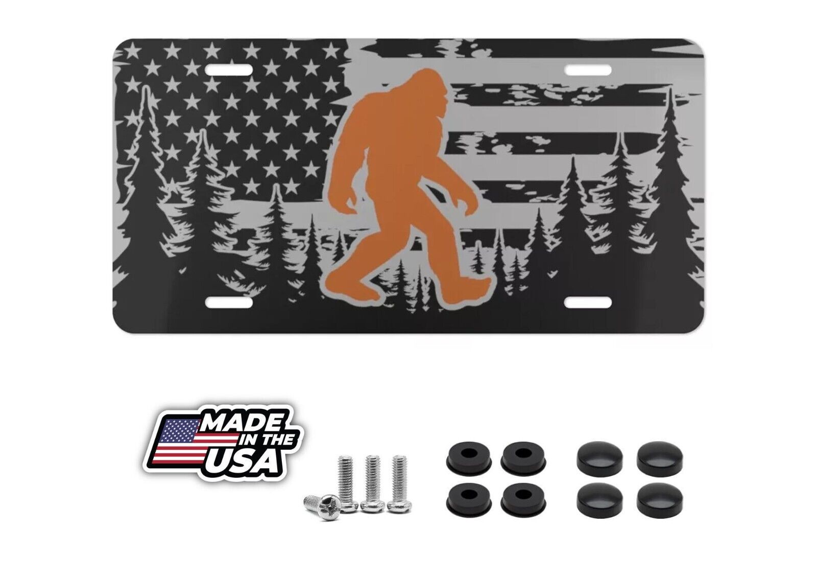 Bigfoot Sasquatch Licence plate Vanity Plate American flag Bigfoot gift ...