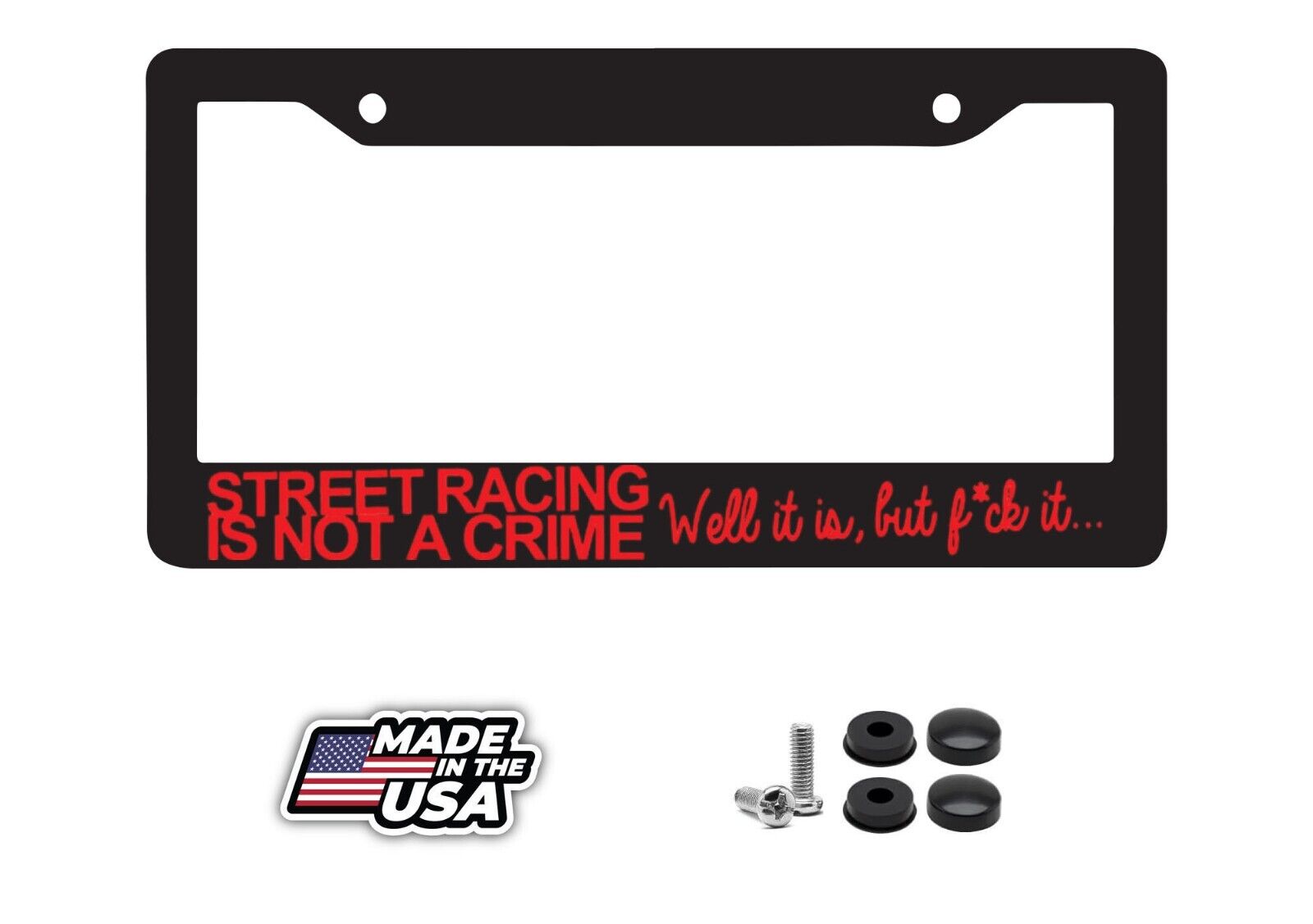 JDM Street Racing Tuner Drifting Funny Black License Plate Frame Red Art