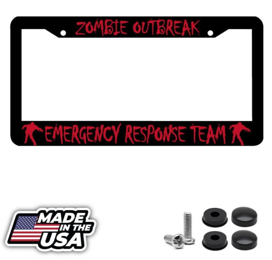 Zombie Outbreak Emergency Response Team License Plate Frame v2