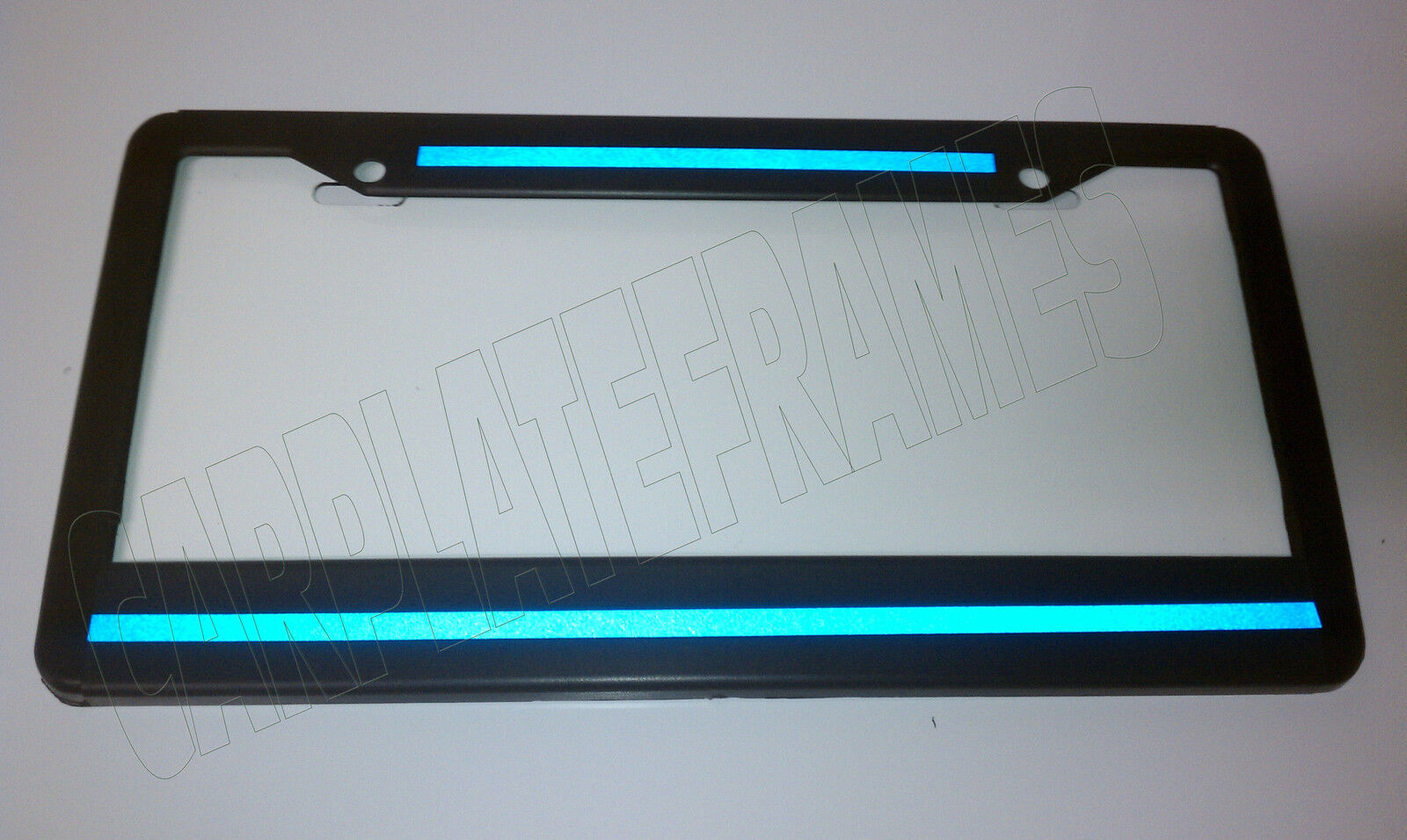 Top Bottom Blue Line License Plate Frame thin REFLECTIVE police safety