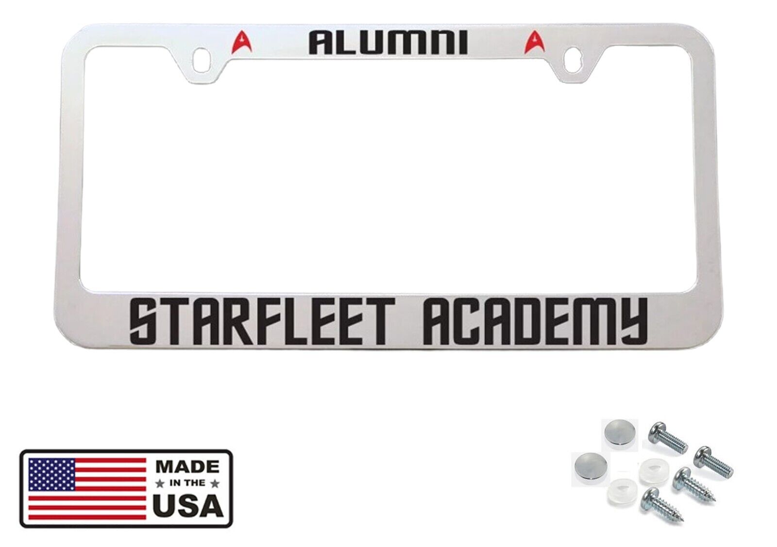 Starfleet Academy Alumni Star Trek Chrome Metal License Plate Frame