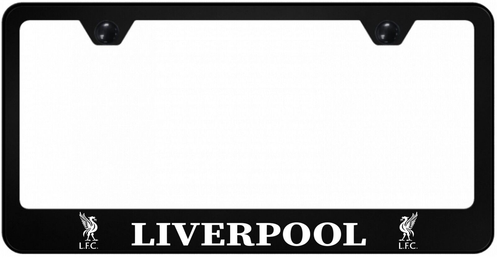 Liverpool FC Black Stainless Steel License Plate Frame - White