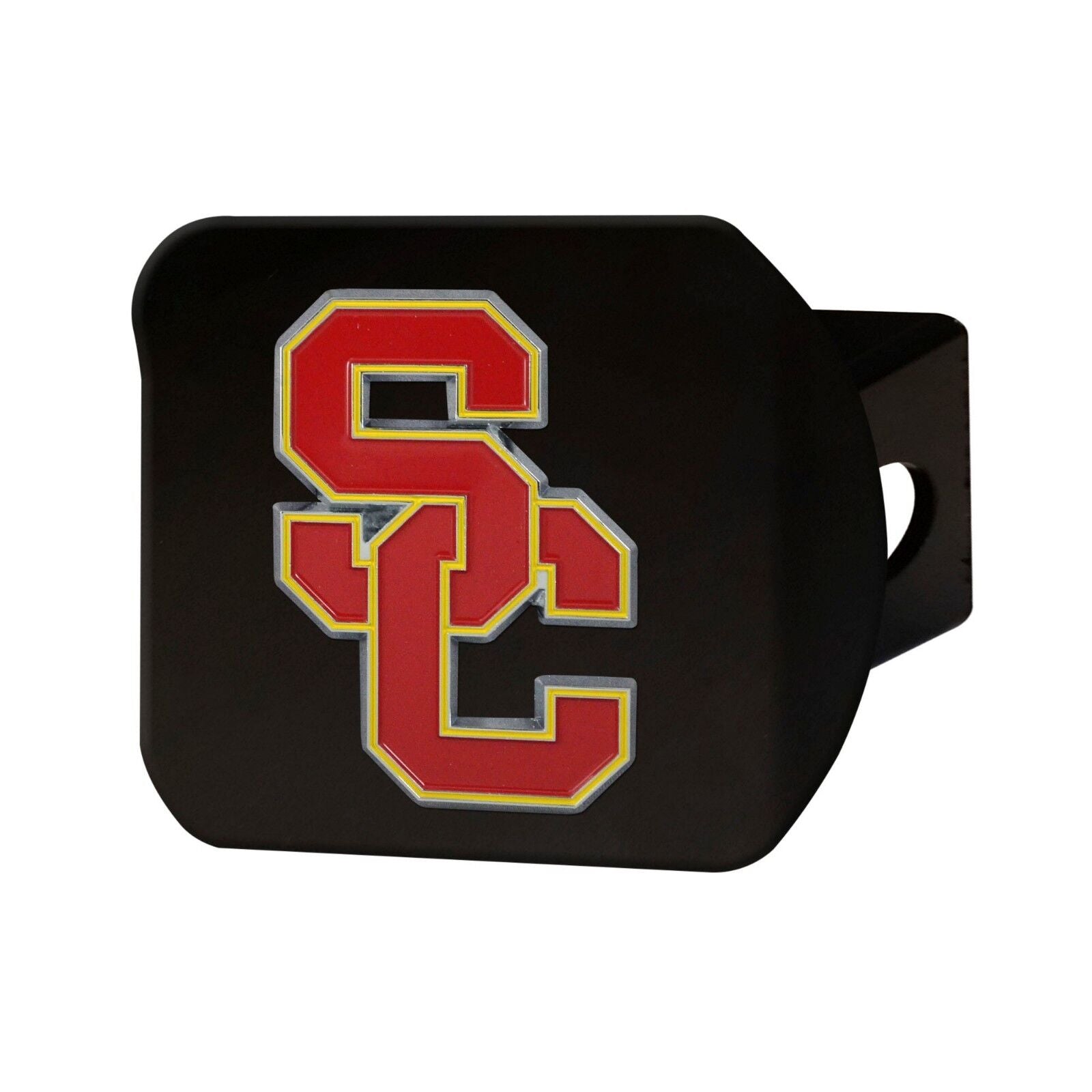 NCAA USC Trojans 3D Color on Black Metal Hitch Cover – License Plate Frame