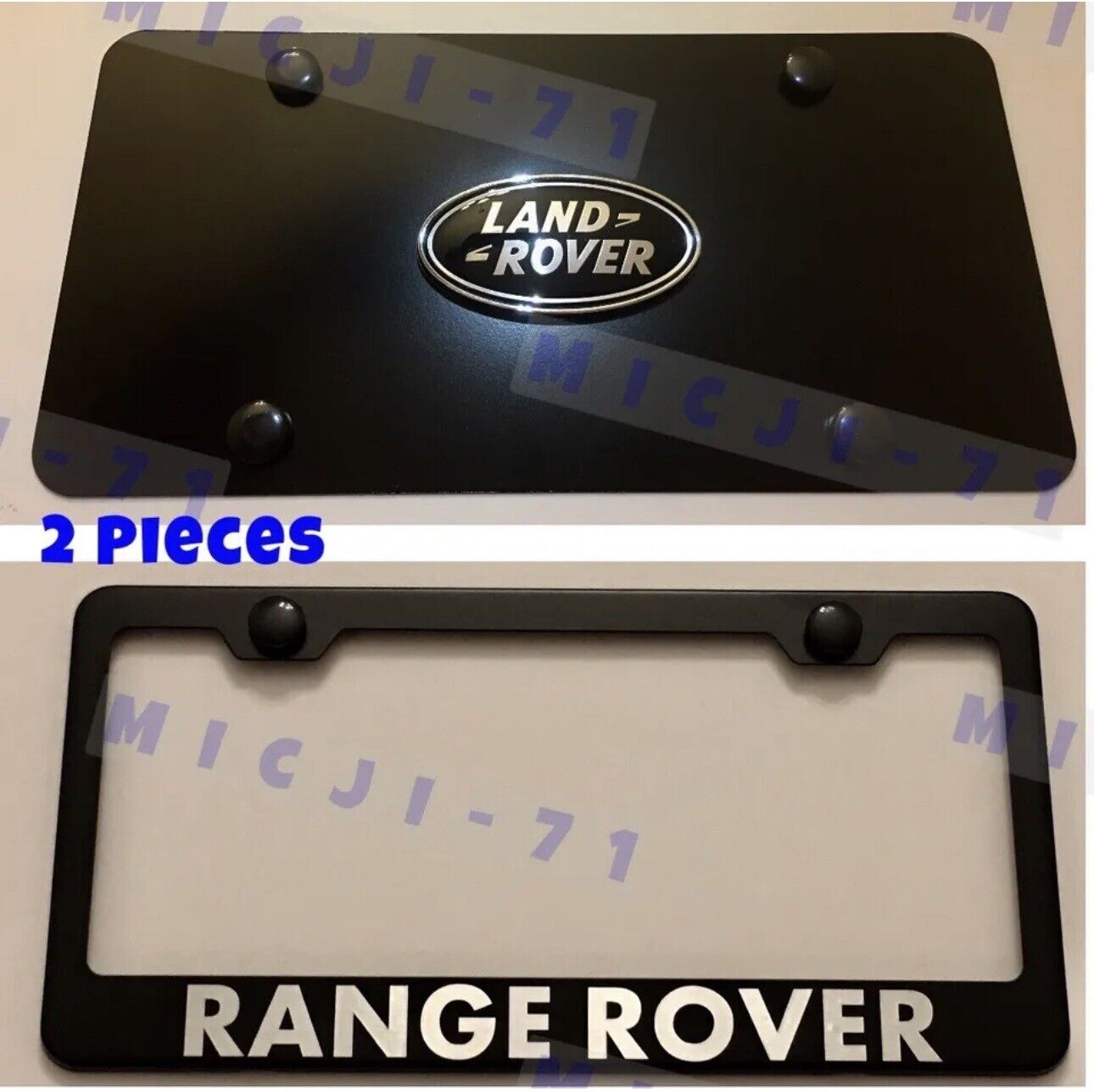 Land Rover Range Rover Black Front Plate & Metal License Plate Frame Combo