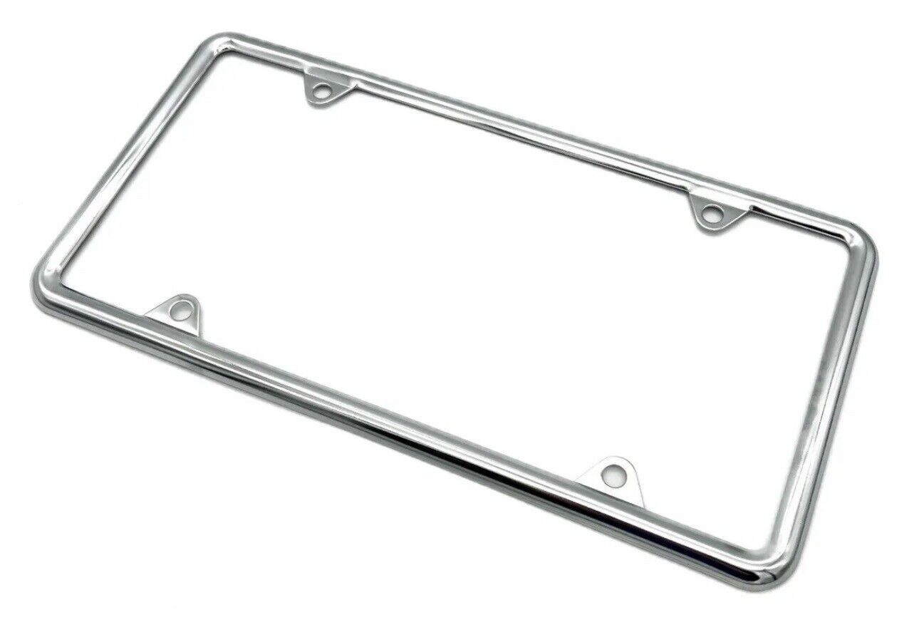 Chrome Metal Slim License Plate Frame For US Standard Plate
