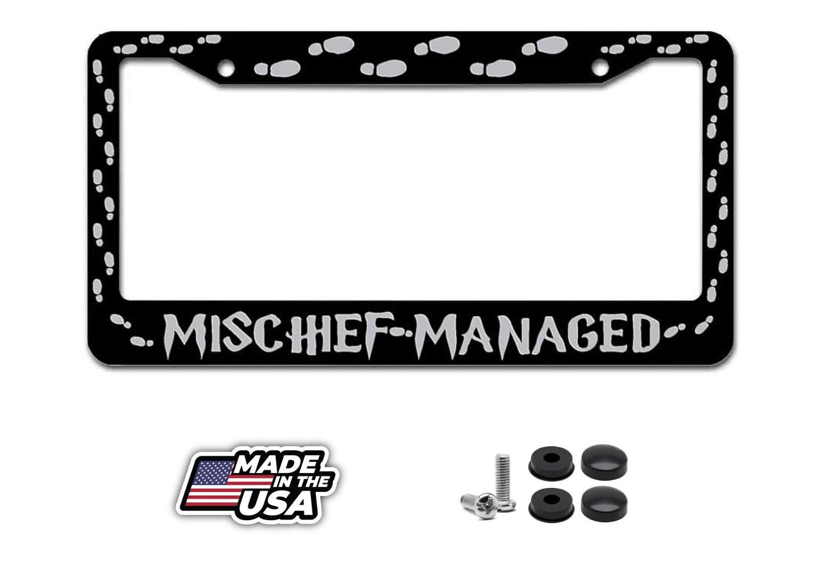 Mischief Managed Car License Plate Frame Including Mounting Hardware