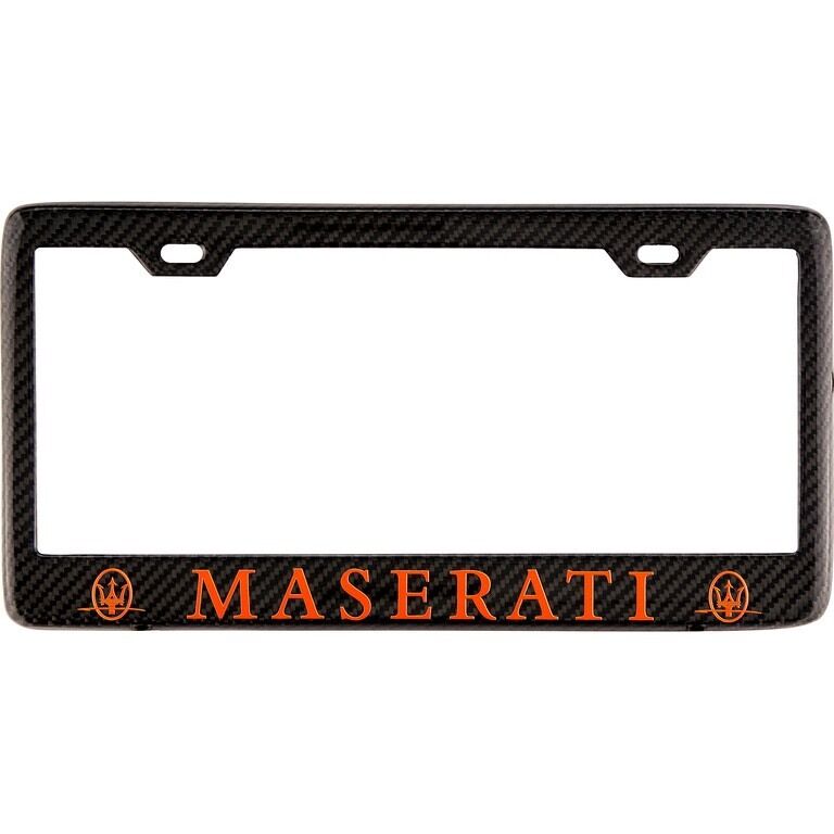 Maserati Red Lettering Real Carbon Fiber License Plate Frame