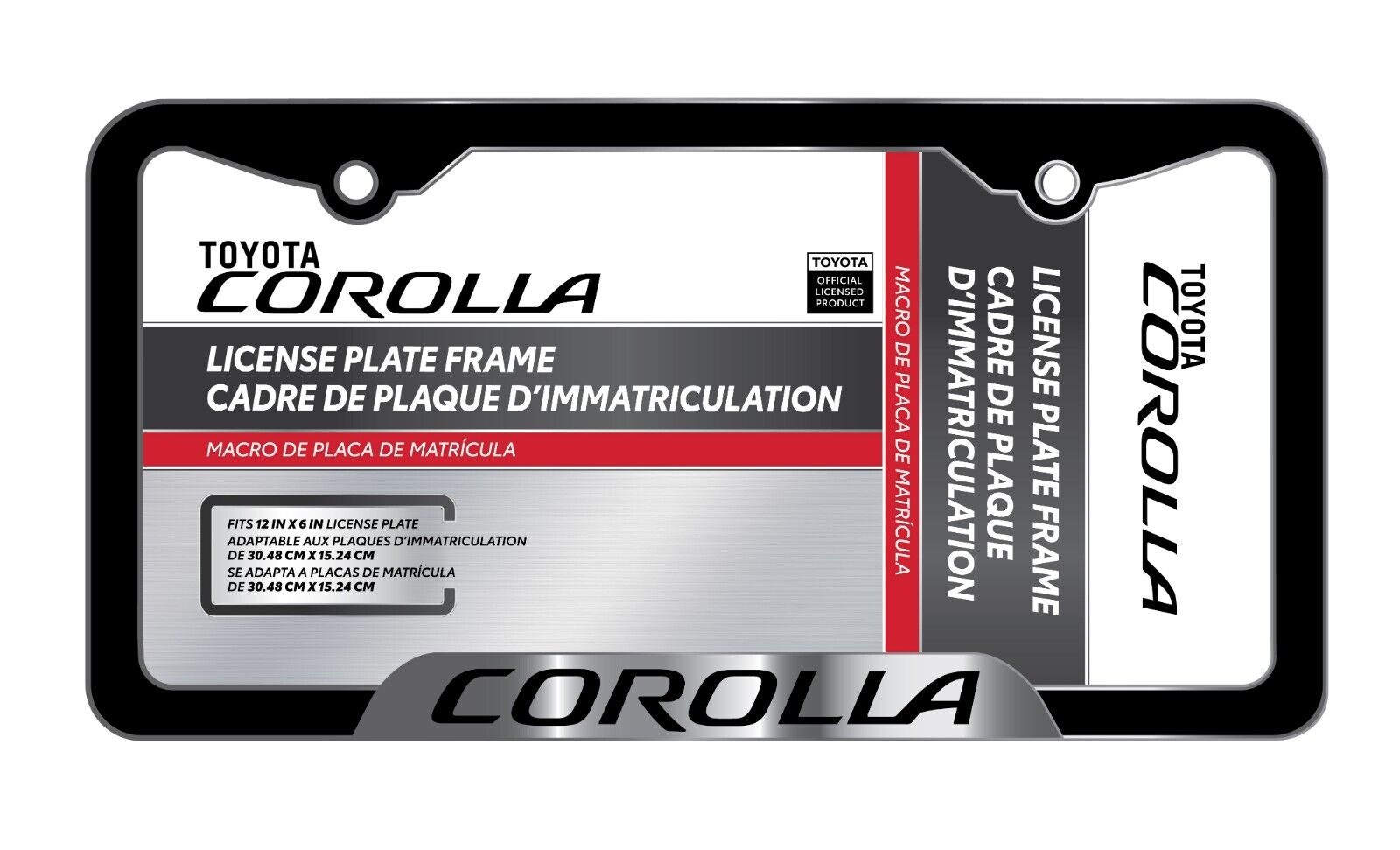 Toyota Corolla Chrome Black Metal License Plate Frame
