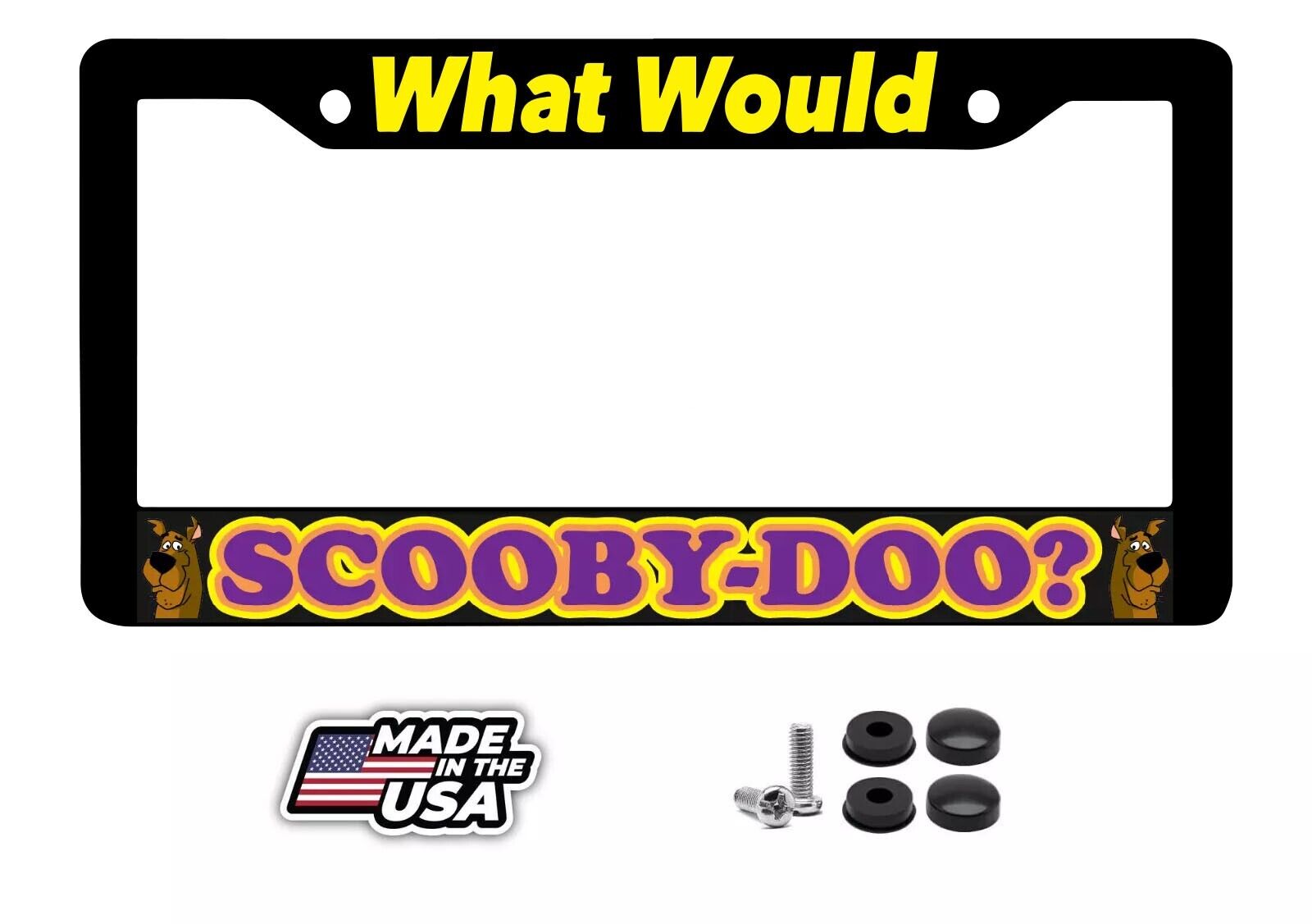 WHAT WOULD SCOOBY DOO Scooby-Doo SHAGGY Black License Plate Frame NEW