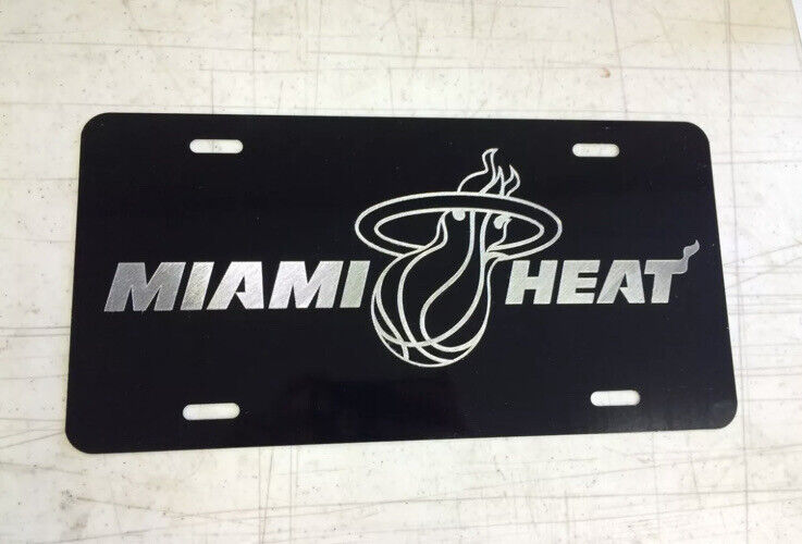 MIAMI HEAT LOGO Car Tag Diamond Etched on Aluminum License Plate ...