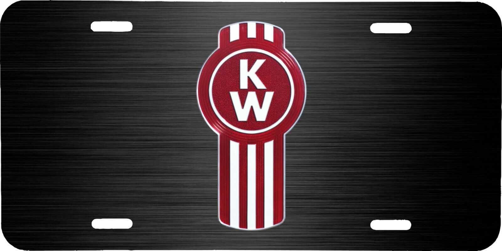 KENWORTH SEMI TRUCK LOGO BLACK BRUSHED STEEL LOOK VEHICLE LICENSE PLAT ...