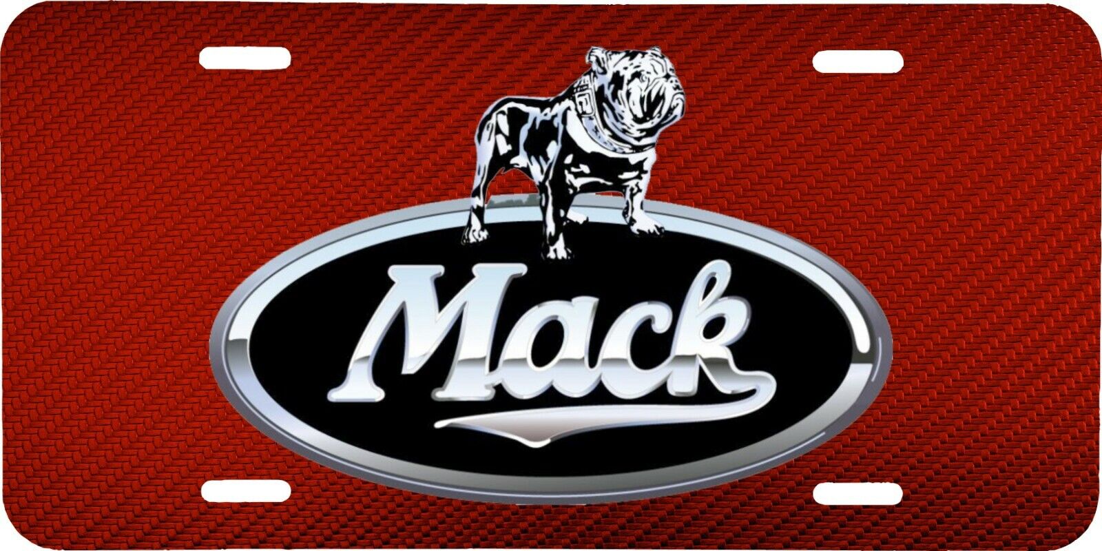 MACK TRUCK LOGO RED CARBON FIBER LOOK VEHICLE LICENSE PLATE AUTO CAR F ...