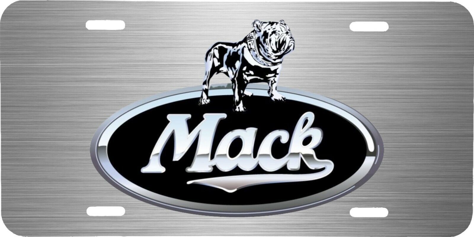 MACK TRUCK LOGO BRUSHED STEEL LOOK VEHICLE LICENSE PLATE AUTO CAR FRON ...