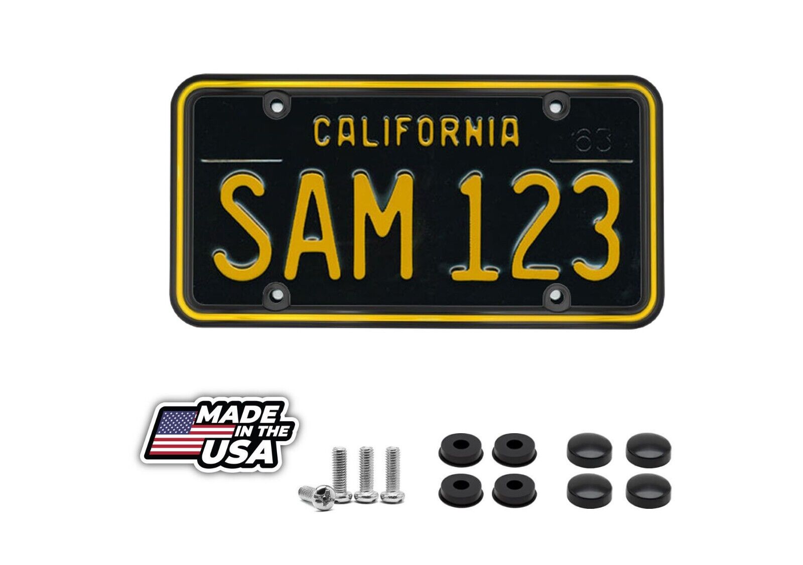 Black California License Plate Frame Yellow Legacy Edition Heavy Metal