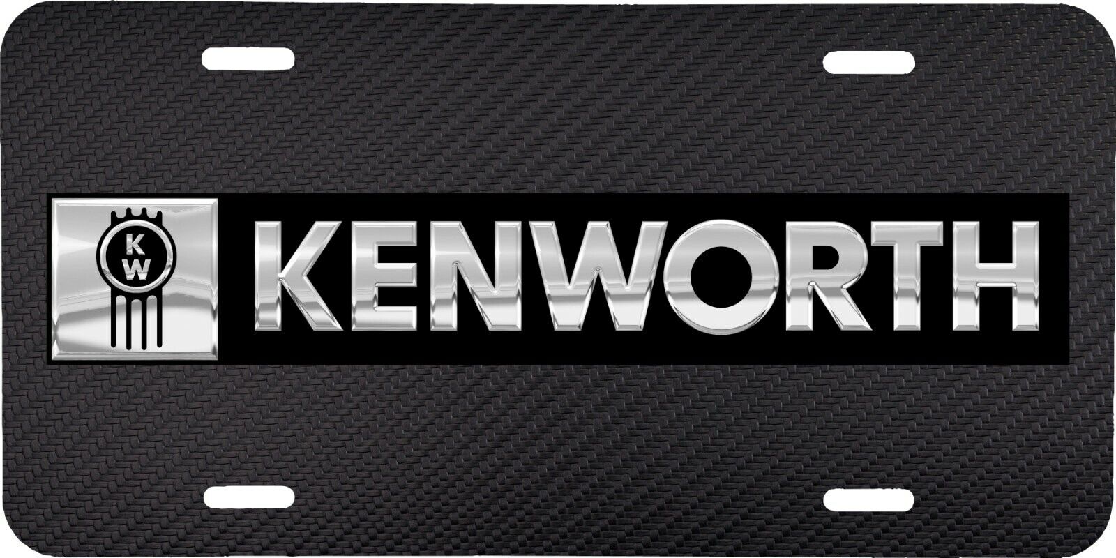 KENWORTH SEMI TRUCK LOGO BLACK CARBON FIBER LOOK VEHICLE LICENSE PLATE ...