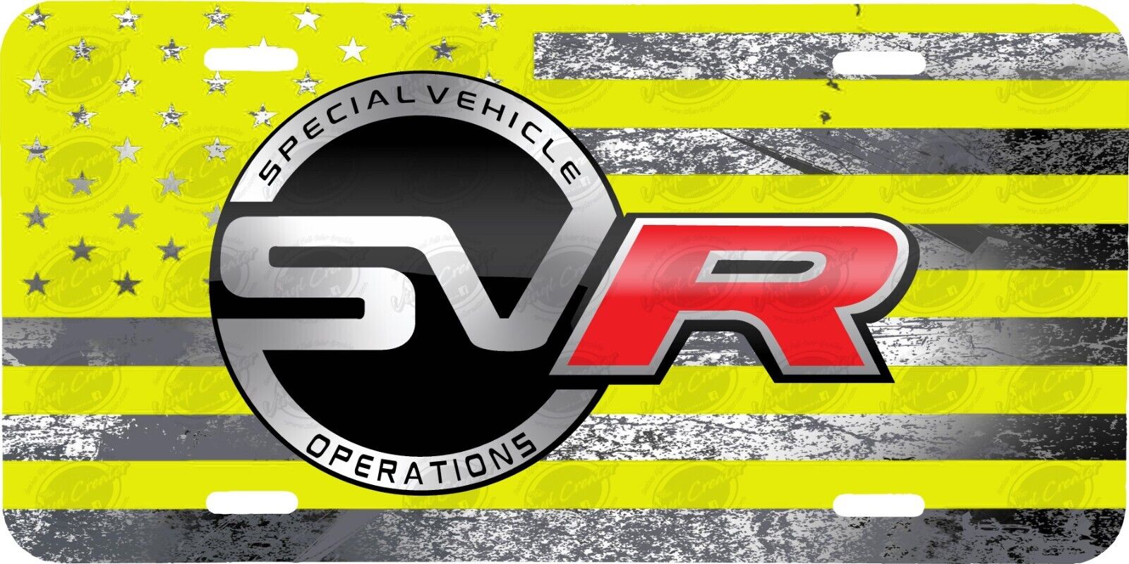 LAND ROVER SVR LOGO YELLOW GRAY AMERICAN FLAG LICENSE PLATE CAR TAG .0 ...