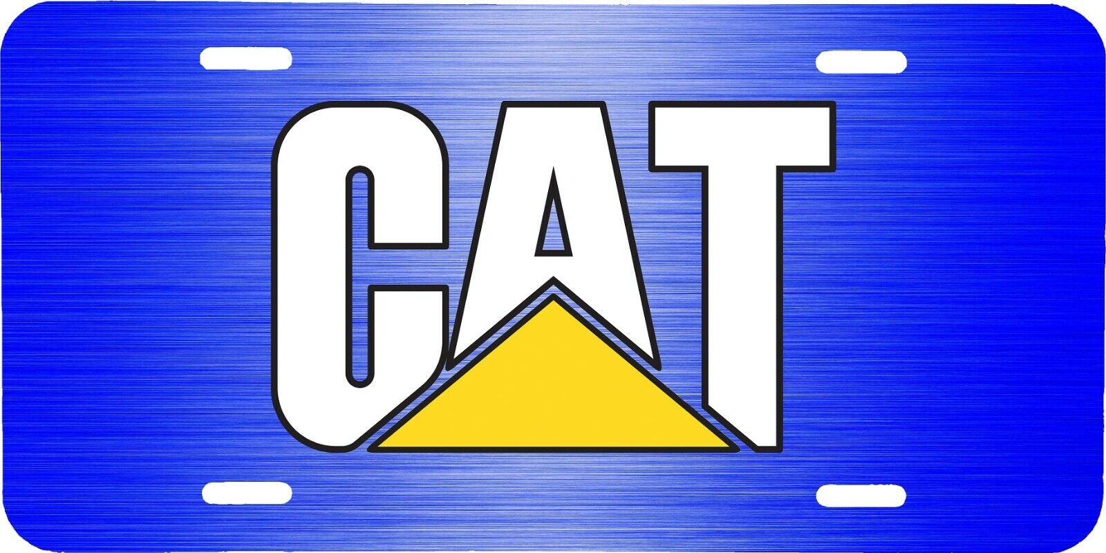 GLOSS CLEAR COAT CAT CATERPILLAR BLUE BRUSHED ALUMINUM LICENSE PLATE T ...