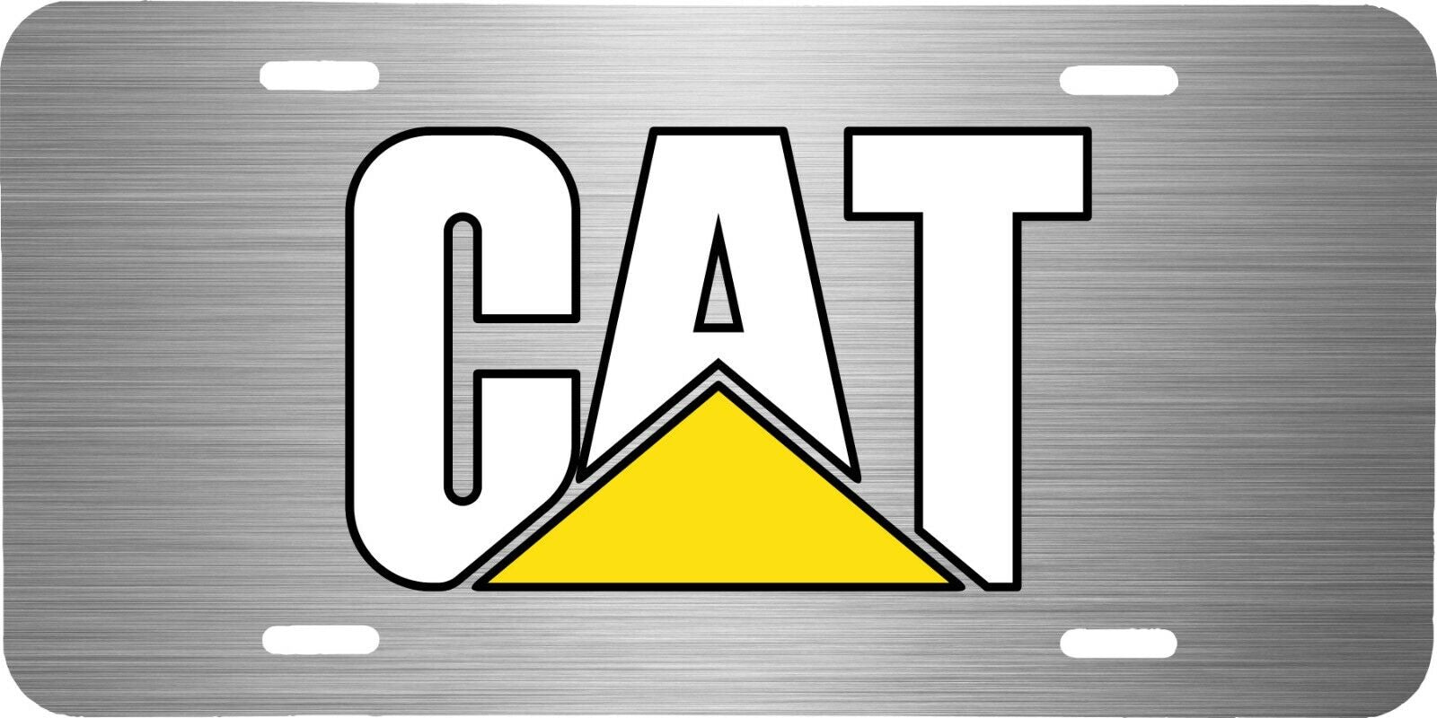 CAT CATERPILLAR BRUSHED ALUMINUM LOOK VEHICLE LICENSE PLATE TRACTOR TA ...