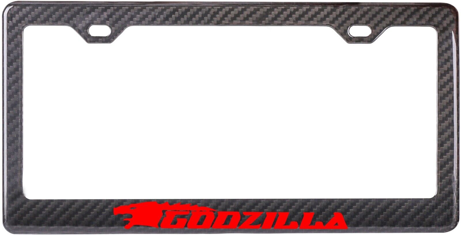 (Reflective Red) Godzilla GTR 100% Carbon Fiber License Plate Frame Premium