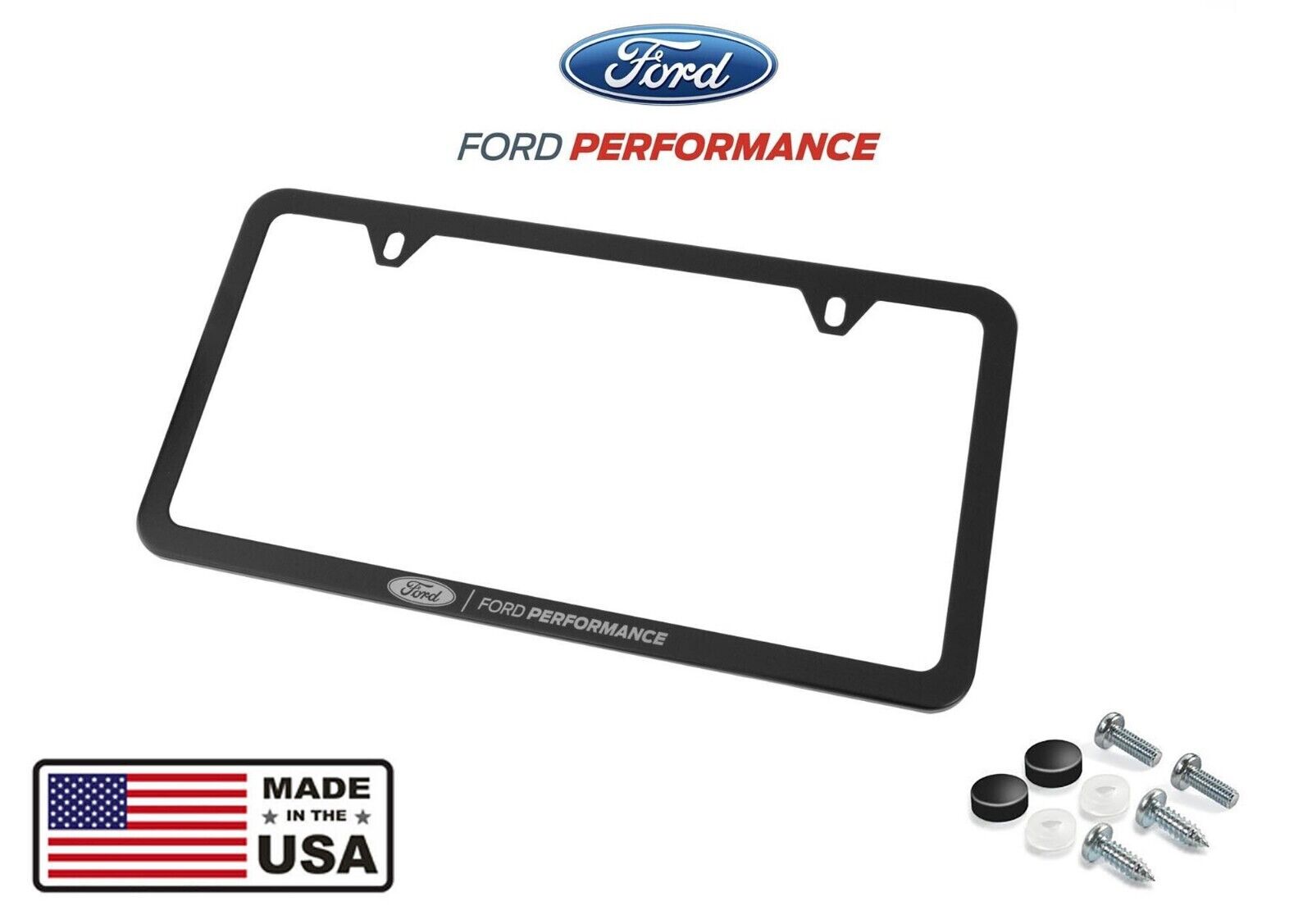 Ford Mustang F-150 Performance Black Stainless Steel License Plate Frame