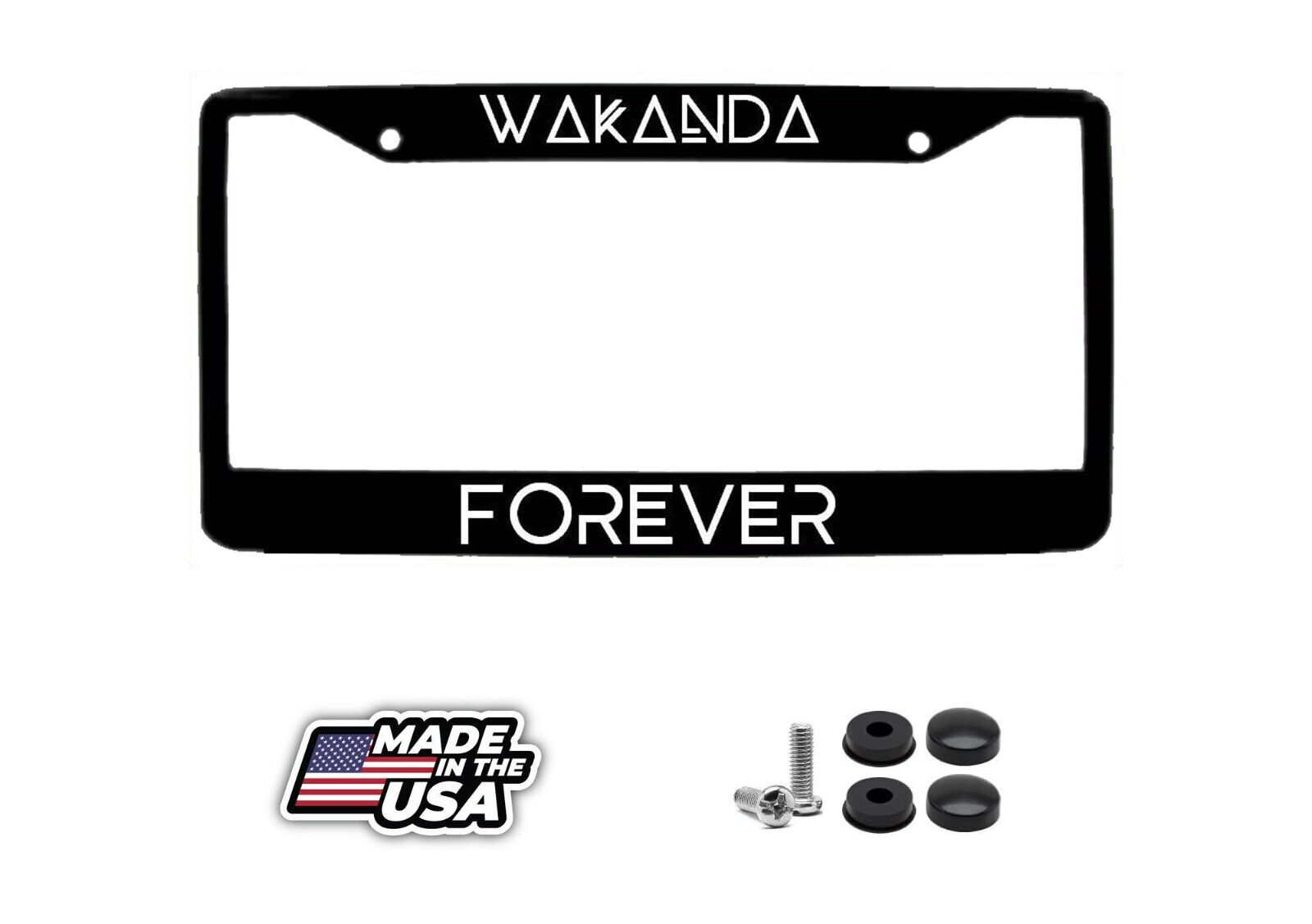 BLACK PANTHER FANS! "WAKANDA/FOREVER" BLACK LICENSE PLATE FRAME ...