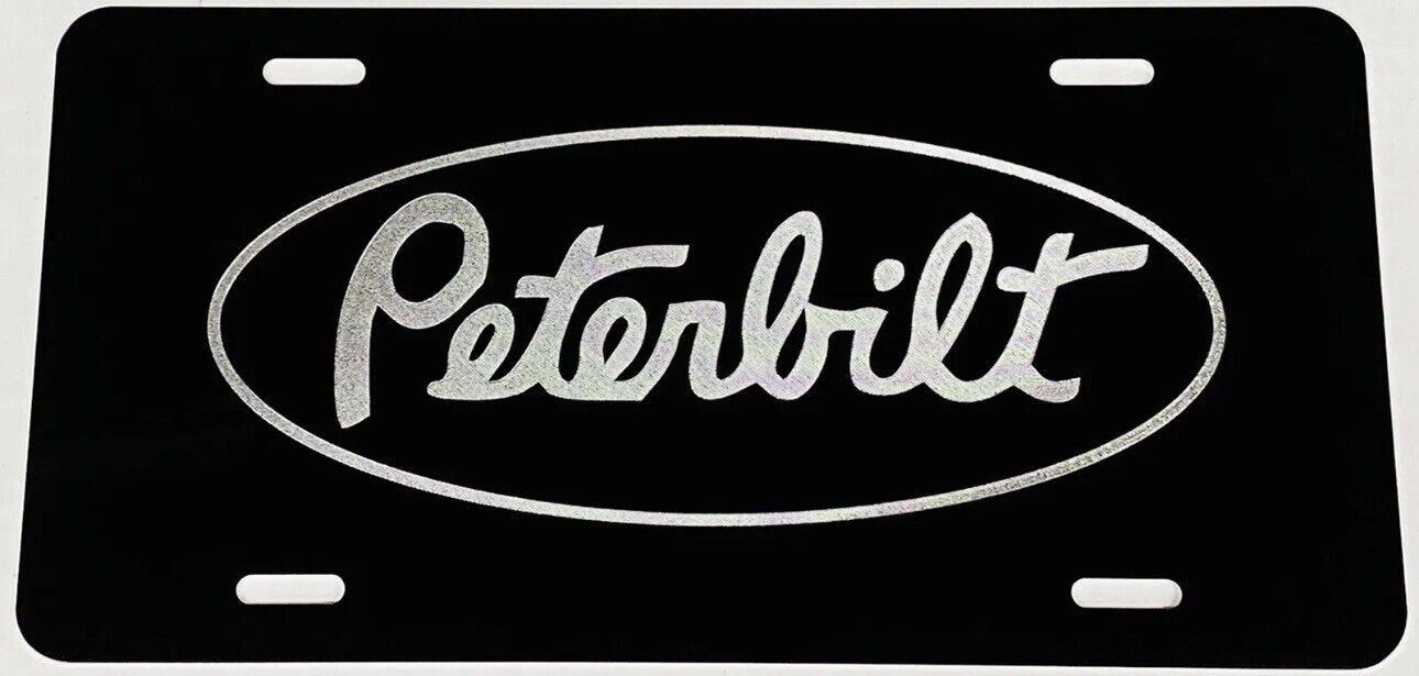 Engraved Peterbilt Car Tag Diamond Etched Black Aluminum Metal License ...