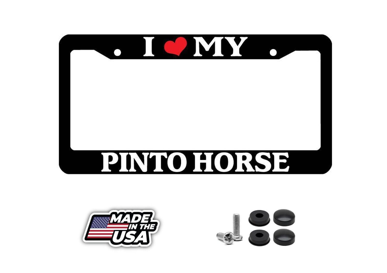 Black License Plate Frame I Heart My Pinto Horse Auto Accessory Novelty 500