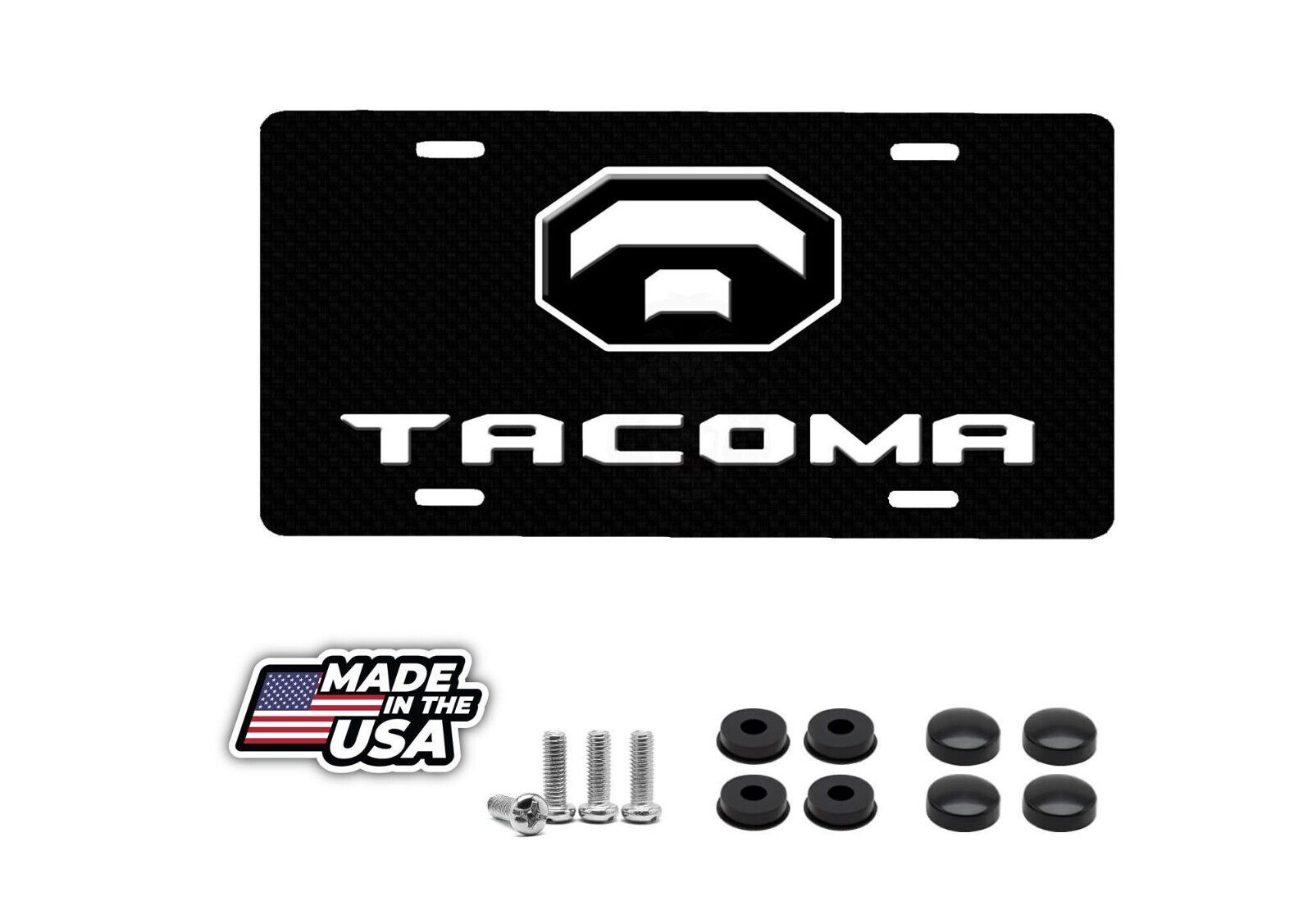 New Custom Toyota Tacoma Inspired License Plate Tag Carbon Look White ...