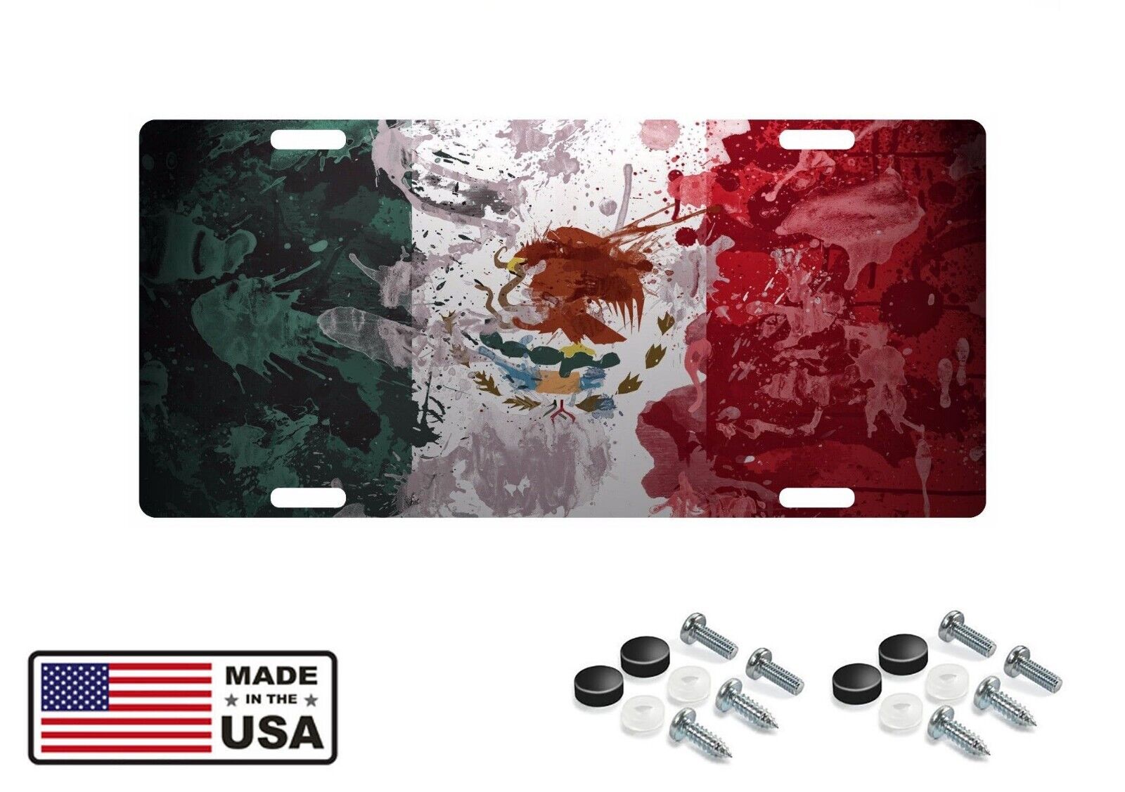 MEXICO FLAG Custom License Plate Tag Mexican Emblem Paint Version # 08 ...