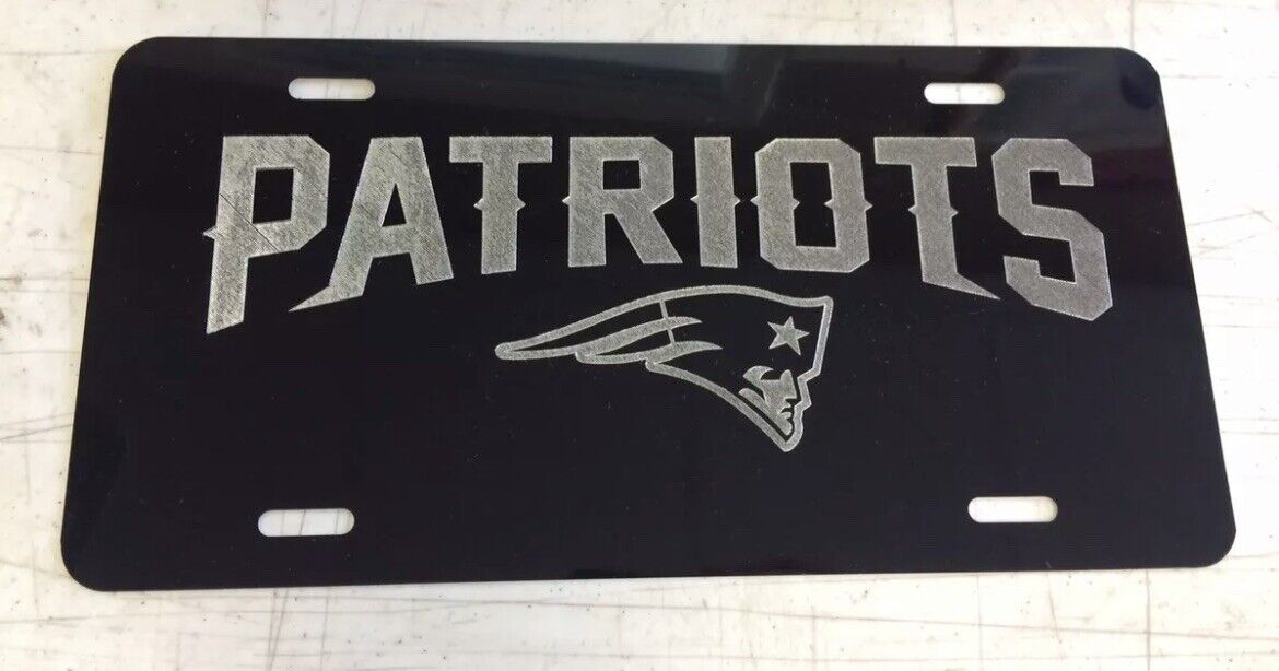 New England Patriots NEW Logo Car Tag Diamond Etched on Aluminum ...