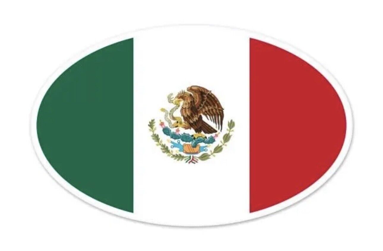 Mexico Flag Oval car window bumper sticker decal 5" x 3" – License ...