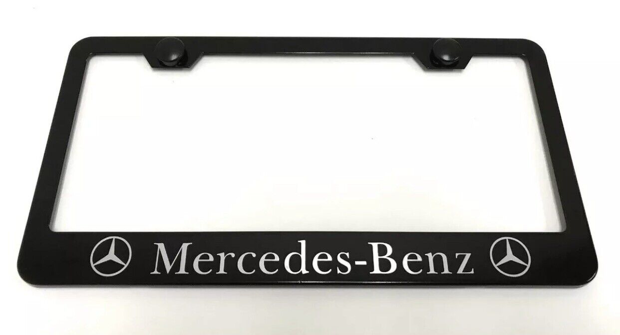 MercedesWithLOGO Laser Style BLACK Stainless Steel License Plate Frame ...