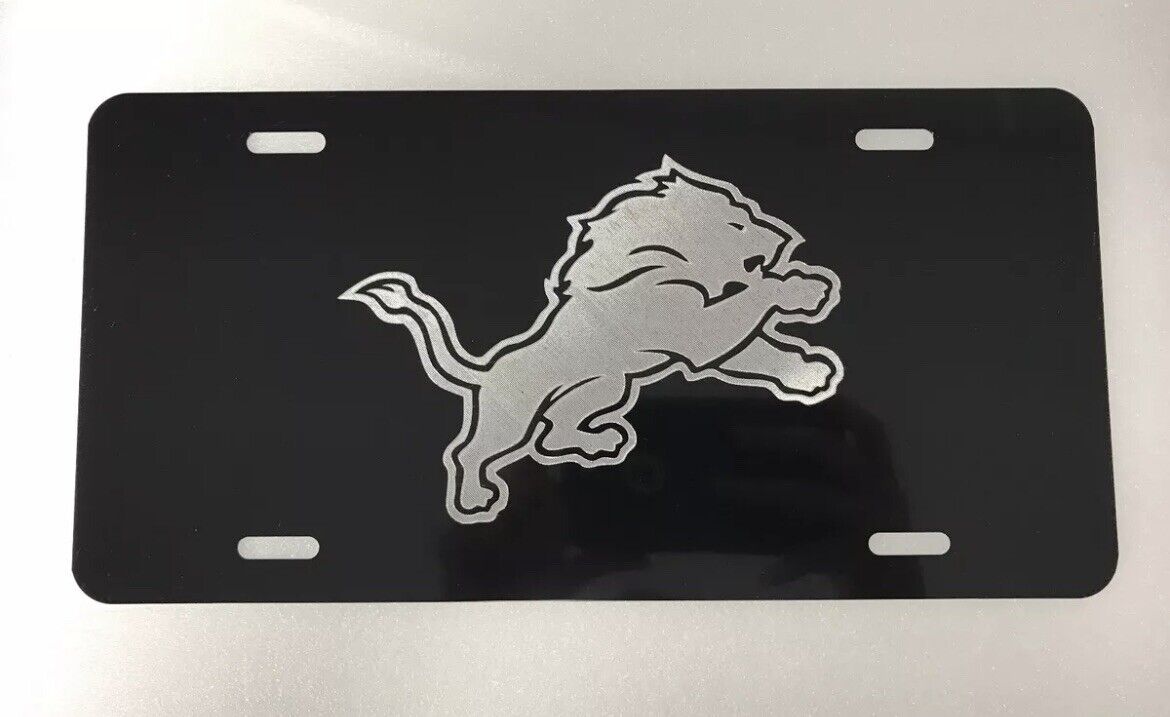 Detroit Lions LOGO Car Tag Diamond Etched on Aluminum License Plate ...